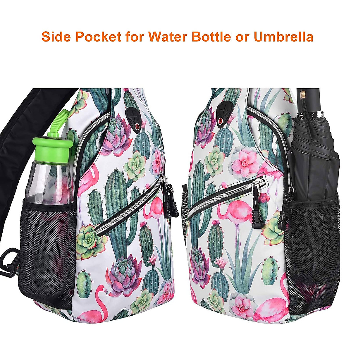 MOSISO Sling Backpack,Travel Hiking Daypack Pattern Rope Crossbody Shoulder Bag, Cactus