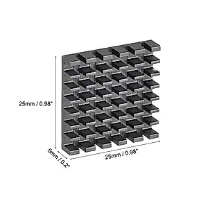 uxcell 5x25x25mm Black Aluminum Heatsink Thermal Adhesive Pad Cooler for Cooling 3D Printers 4Pcs