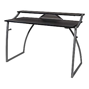 OSP Home Furnishings Alpha Battlestation Gaming Desk, Black