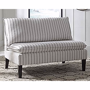 Signature Design by Ashley Arrowrock Modern Farmhouse Striped Accent Bench, White & Gray