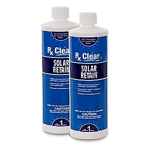 Rx Clear Solar Retain | Liquid Pool Cover | Easy Method to Reduce Water, Heat & Chemical Loss in Swimming Pools | Traditional Solar Cover Alternative | 1 Quart Bottles | 2 Pack