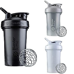 BlenderBottle Classic V2 Shaker Bottle Perfect for Protein Shakes and Pre Workout, 20-Ounce, Black/Pebble Grey/White
