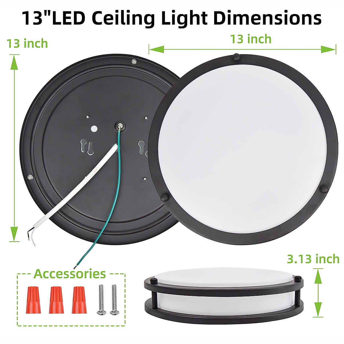 hykolity 13 inch Flush Mount LED Ceiling Light Fixture, 2700K/3000K/3500K/4000K/5000K Adjustable Ceiling Lights, Oil Rubbed Bronze Saturn Dimmable Lighting for Bathroom Kitchen, ETL Listed - 2 Pack