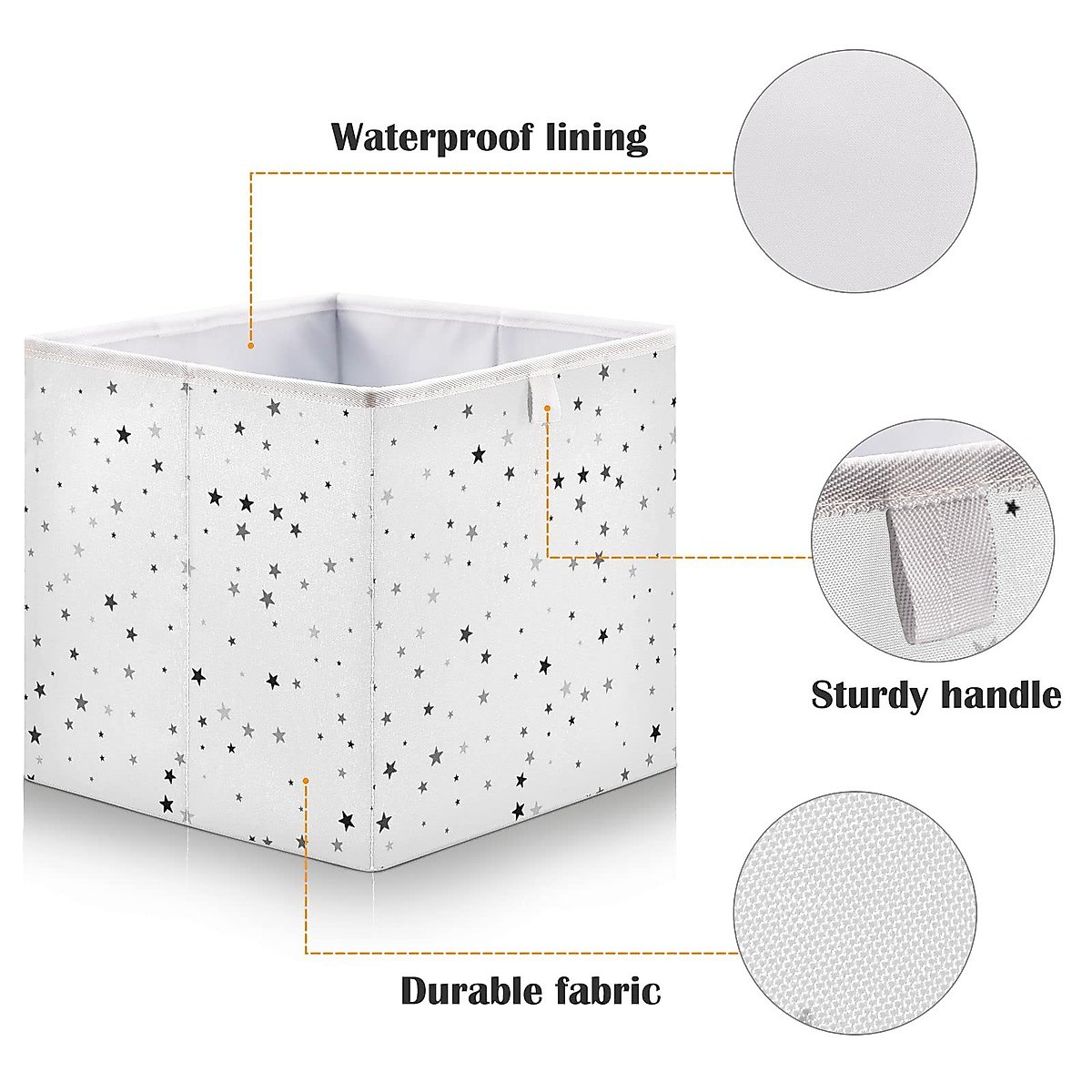Blueangle Scandinavian Stars Cube Storage Bin, 11 x 11 x 11 in, Large Collapsible Organizer Storage Basket for Home Décor（470）