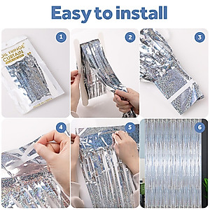 WD&CD Pink Tinsel Foil Curtains, 3 Pack 3.3x6.6 ft Pink Streamers Glitter Foil Fringe for Party Decoration, Birthday Decoration, Wedding Decoration, Graduation Decoration, Baby Shower Decoration