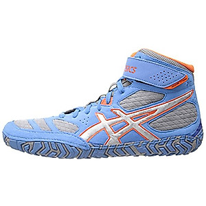 ASICS Men's Aggressor 2 Wrestling Shoe,Dusty Blue/Silver/Red Orange,12 M US