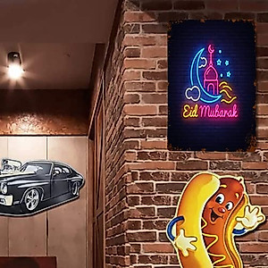 Metal Tin Sign-Vector Festive Illustration of eid Mubarak Label Ramadan Kareem Holiday Card Muslim holida-Metal Tin Sign Retro Home Kitchen Office Garden Garage Wall Decor Tin Plaque lz 8×12 Inch