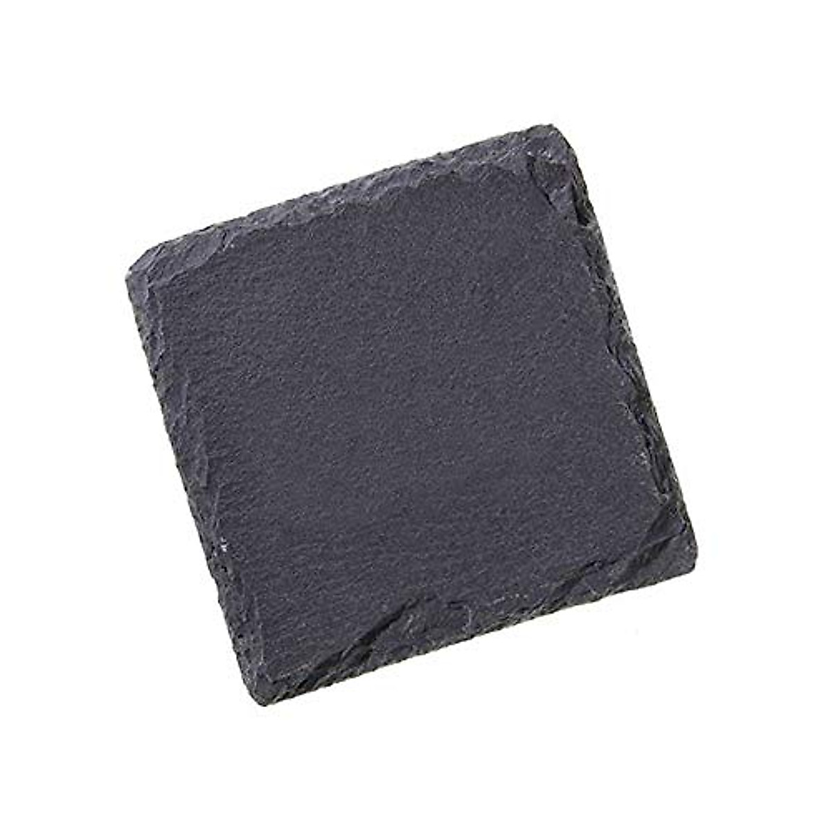 12 Pack 4 x 4 Inch Gorgeous Black Slate Stone Coasters Bulk Square Slate Stone Cup Coaster for Drink Bar Kitchen Home, Handmade Natural Rough Edge, Set of 12