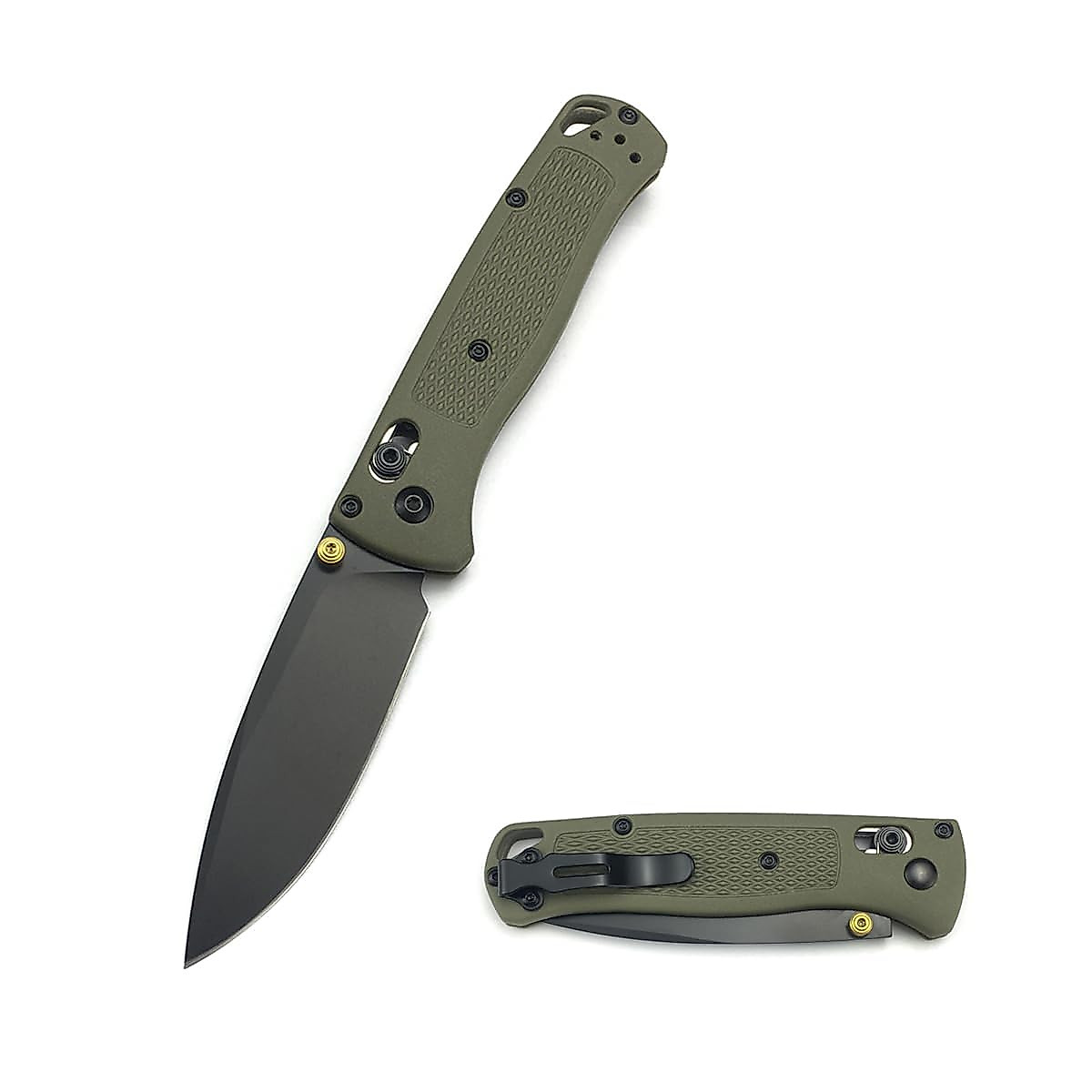 Manual Open Bugout 535 Folding Knife, Axis Lock Pocket Knife with 3 Inch 8Cr13MoV Blade, Glass Reinforced Nylon Grivory Handle, Belt Clip for Camping Hunting