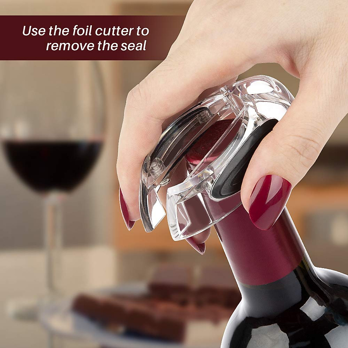 Secura Electric Opener, Foil Cutter, Wine Aerator, Automatic Electric Wine Bottle Corkscrew Opener Set