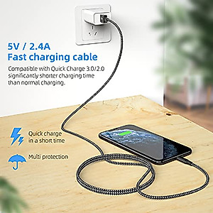 iPhone Charger [Apple MFi Certified] 3pack 10FT Long Lightning Cable Fast Charging High Speed Data Sync USB Cable Compatible iPhone 13/12/11 Pro Max/XS MAX/XR/XS/X/8/7/Plus/6S (Blacl)