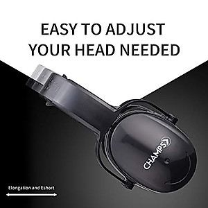 CHAMPS Noise Reduction Safety Ear Muffs, Shooting Hearing Protection Ear Muffs, Adjustable Headband, NRR 29dB for Shooting Hunting [Included Carrying Bag]