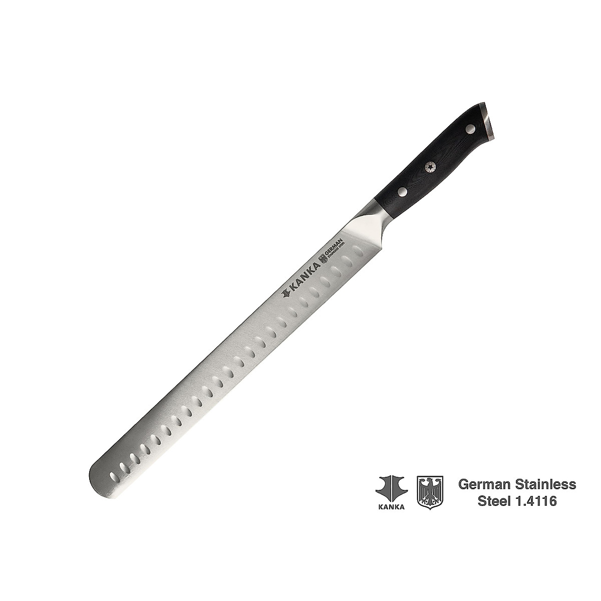 KANKA 12 inch Slicing Carving Knife - Ultra Sharp 1.4116 German Stainless Steel. Premium G10 Hamdle. Gift Box Included