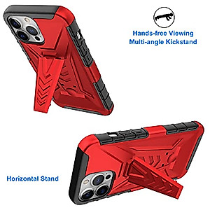 Ailiber Compatible with iPhone 14 Pro Phone Case, iPhone 14Pro Case with Screen Protector, Swivel Belt Clip Holster with Kickstand, Heavy Duty Full Body Shockproof Cover for iPhone 14 Pro 6.1"-Red