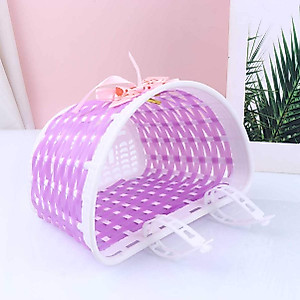 BESPORTBLE 2pcs Kids Bike Basket with 4 Bike Streamers Plastic Front Handlebar Bicycle Baskets Tassel Ribbons for Kids Boys Girls (Purple)