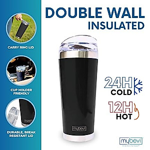 MyBevi Classic Premium Stainless Steel Tumbler with 12-Hour Temperature Control, Tritan Lid, and BPA-Free Construction | Black Sparkle, 26 oz
