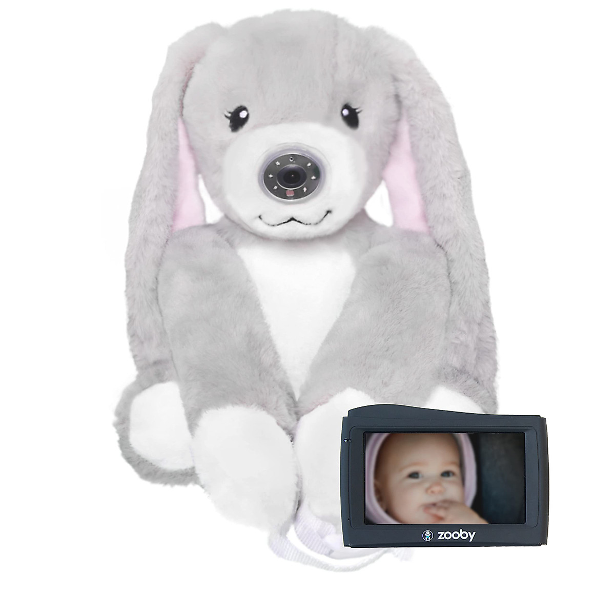 zooby Car Baby Monitor Helps Reduce Distracted Driving! Our Cuddly Plush Monitor That Babies Love Serves as a Soothing Companion for Baby so You Can Drive with Complete Peace of Mind - Bailey Bunny