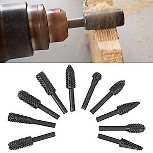 Applicable Rotary Burr, Lapper Sleeve Inch Shank Mold Cavities Burr File Carbon Steel Made for Woodworking Carving Tool 1/8in Shank