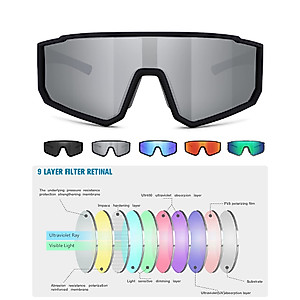 Pro Acme Polarized Sports Sunglasses for Men Women，UV Protection Lens Glasses For Baseball Cycling Running Fishing Sports (Silver Mirror+Green Mirror)
