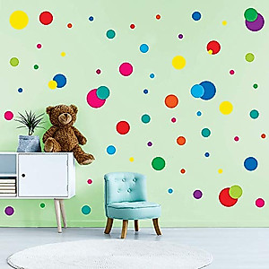 CORRURE Colorful Polka Dot Home Wall Decals (255pcs) - Easy Peel and Stick Decor Stickers for Baby Nursery, Kids Toddler Bedroom, Living Room, Safely Removal from Walls, Assorted Size Decal Dots