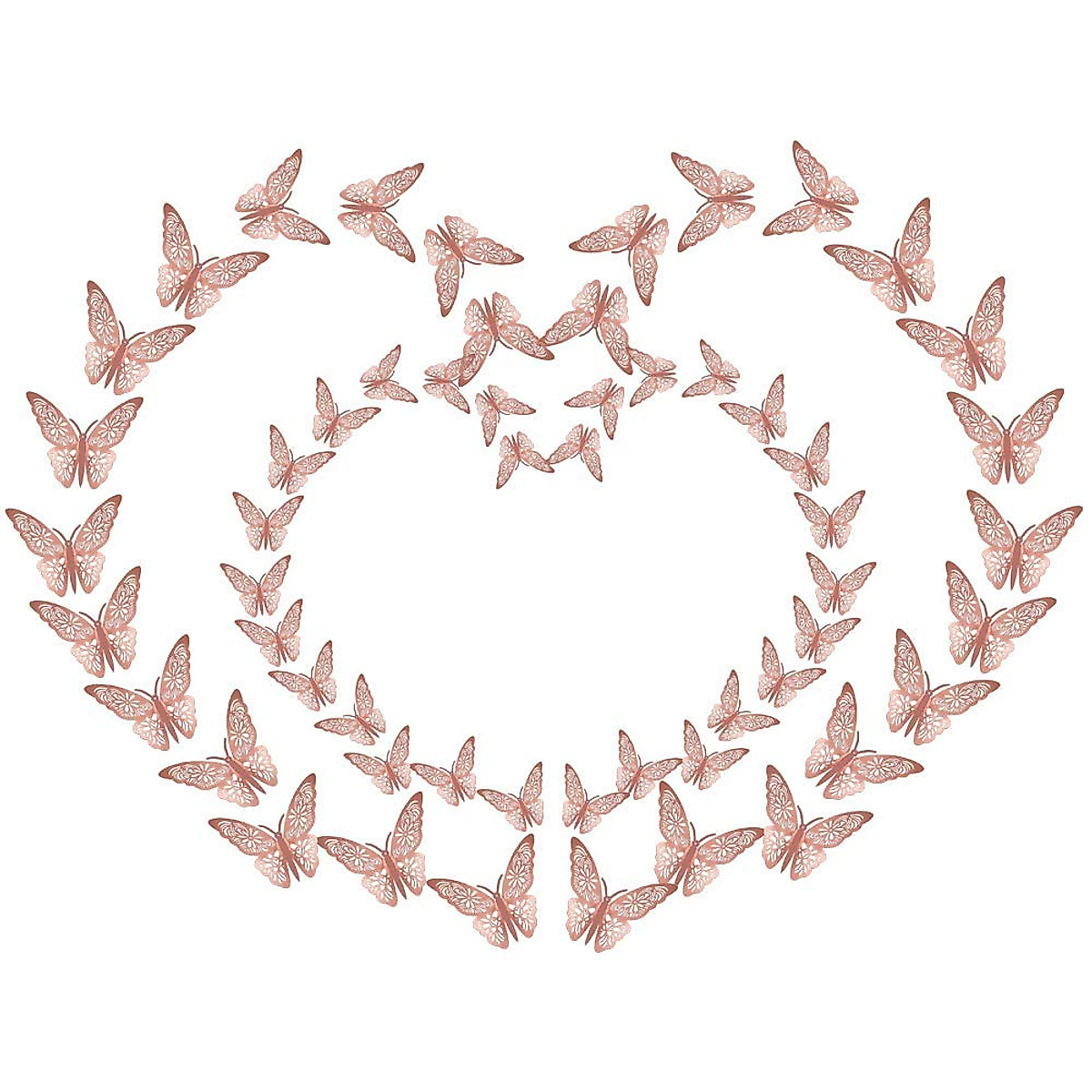 24 Pcs Butterfly Wall Stickers,Butterfly Wall Decor,Butterfly Wall Decals,Butterfly Stickers for Butterfly Party Decorations,Butterfly Birthday Decorations,Butterfly Cake Decorations(Rose Gold)