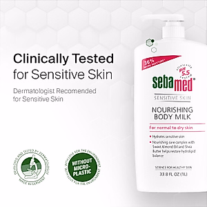 Sebamed Hydrating Body Milk for Dry Sensitive Skin with Shea Butter and Jojoba Oil Gentle Dermatologist Recommended Moisturizer 33.8 Fluid Ounces (1 Liter)