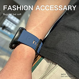 OUTVI 26 watch band compatible with garmin fenix 5x 6x Pro 7x 3 hr quick fit 26mm bands replacement for Epix Pro Gen 2 51mm Enduro 2 Descent Mk1 Mk2 Mk2i Mk3i tactix soft silicone men women Dark Blue