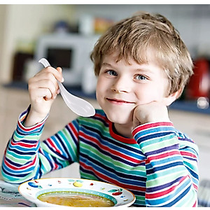 Comicfs Asian Soup Spoons 12 pieces, 12HSP-W, Large Japanese Soup Spoons, Soba Rice Pho Ramen Noodle Soup Spoons, Chinese Won Ton Soup Spoon, Hook Style (12 Spoons, White)