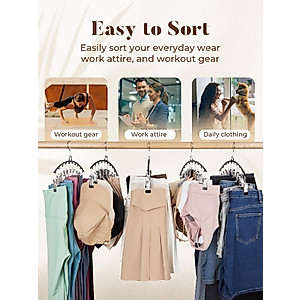 HOUSE DAY Legging Organizer for Closet, Metal Yoga Pants Hanger 2 Pack w/10 Clips Holds 20 Leggings, Space Saving Hanger Closet Organizers and Storage, Clips Hanger for Pants, Skirts, Hats, Black