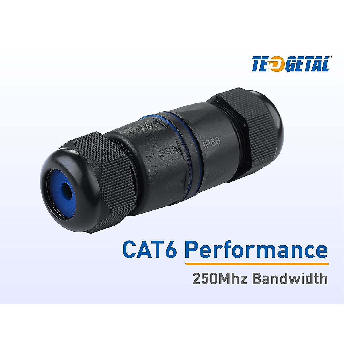 Tedgetal Waterproof RJ45 Connector 2 Pack IP68 Cat6/Cat5E/Cat5 Coupler Shielded for Outdoor Ethernet LAN Cable Extender Female to Female