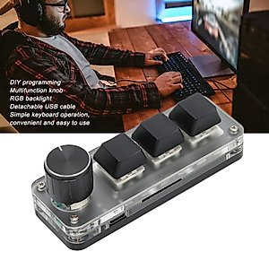 OSU Gaming Keyboard, 3 Key Mini RGB Backlight Programmable Keypad, USB Mechanical Keyboard with Knob, Multifunctional Shortcut, for Office, Game, Music