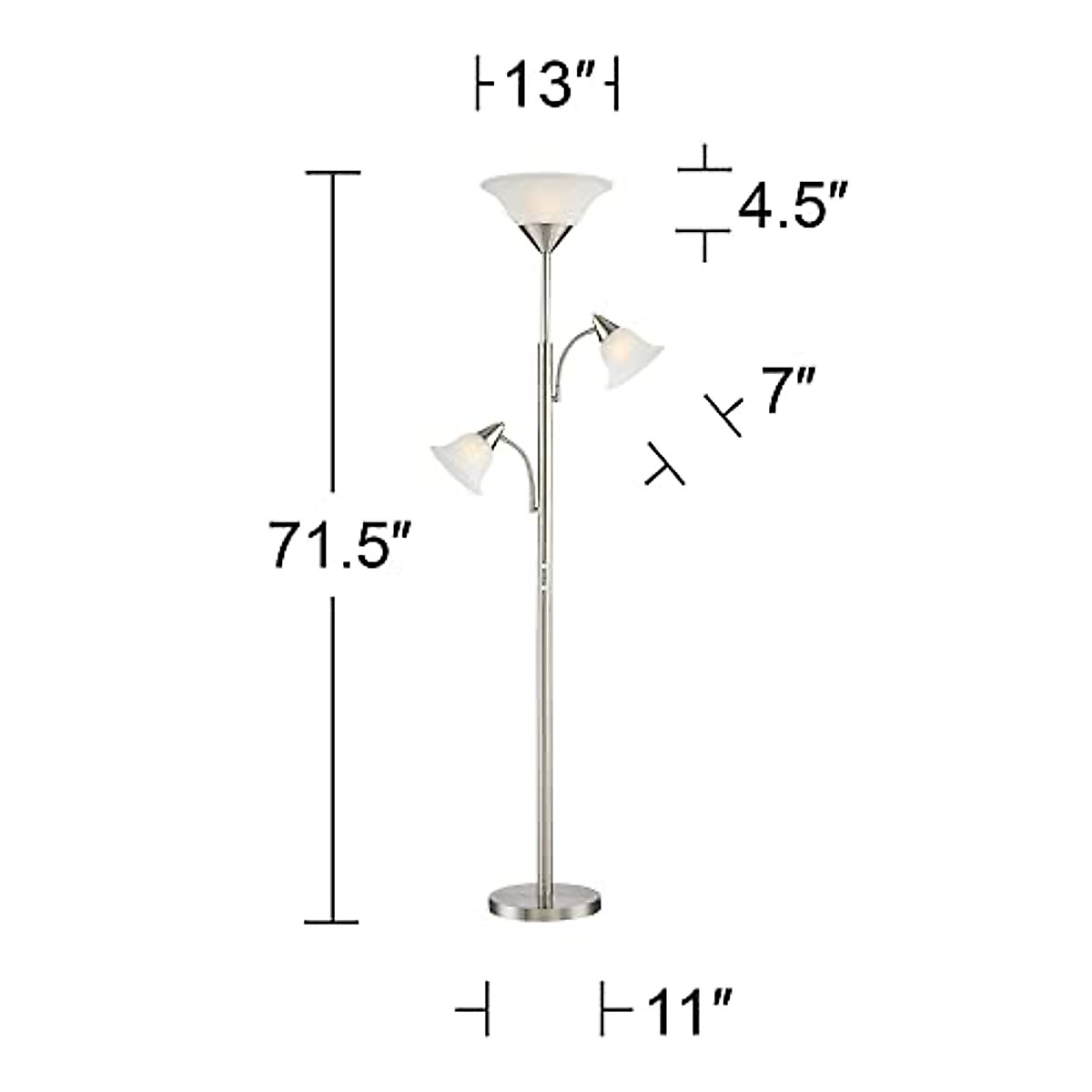 360 Lighting Jordan Modern Tree Torchiere Floor Lamp Standing 3-Light 71 1/2" Tall Brushed Nickel Silver Alabaster Glass Shades Decor for Living Room Reading House Bedroom Office