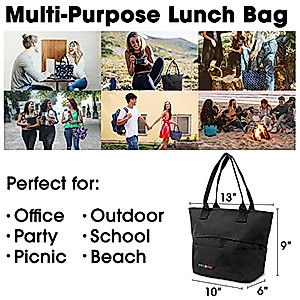 J World New York Lola Tote Bag Insulated Lunch-Box for Women, Black, One Size