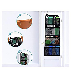 mambabydad 4-Shelf Hanging Closet Organizer,Over The Door Hanging Organizer with Clear Window and Large EVA Pockets,Wall Mount Storage,Hanging Cloth Organizer Storage for Toys Wallets Cosmetic Towels