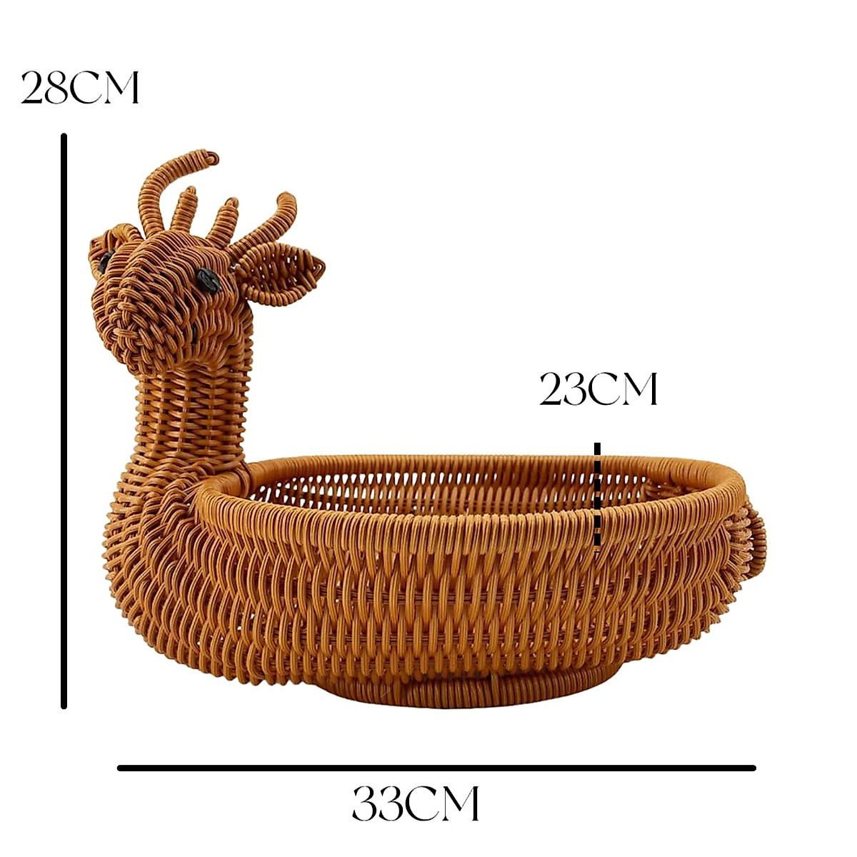 Songyang Handwoven Wicker Basket with Giraffe Head Handle,Storage basket， Tan
