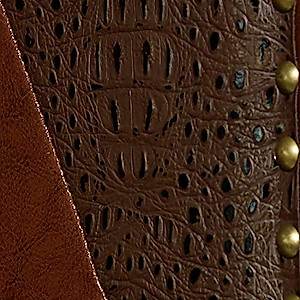 Deco 79 Faux Leather Scroll Partition Room Divider Screen Hinged Foldable Partition 4 Panel Privacy Screen with Faux Leather Detailing, Room Partition 64" x 1" x 71", Brown