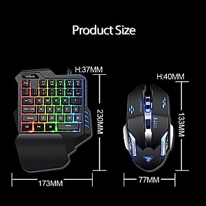 7KEYS One-Handed Gaming Keyboard RGB Backlit, 35 Keys Ergonomic Mini Keyboard with Wrist Rest, Half Keyboard for PC Gaming (Keypad Set B)