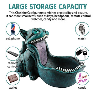 ehuoyan Candy Bowl Dish Big Mouth Black Cat Statue Gothic Decor Cookie Jar Jewelry Trinket Dish Planter Snack Storage Tray Key Bowl for Entryway Table Home Decor