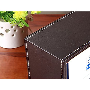 PU Leather Rectangular Tissue Box Cover - Multifunctional Tissue Box Holder with Stationery Remote Control Box, Decorative Tissue Pen Remote Organizer for Home/Office/Restaurant (Brown)