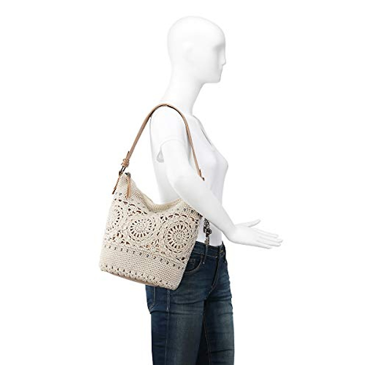 The Sak unisex adult Women's Sequoia Crochet Hobo Handbag, Natural Medallion, One Size US