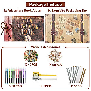 Vienrose Scrapbook Photo Album, Our Adventure Book DIY Scrapbook Album, Scrapbook Supplies with Box for Couples Weddings, Travelling, Birthday, Christmas Day