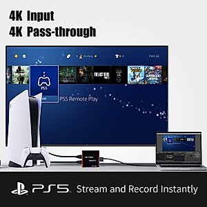Mirabox USB3.0 HDMI Video Capture Card for Nintendo Switch, 1080P 60FPS HD Game Capture Device Cam Link With HDMI Passthrough Work with DSLR Xbox PS4 for OBS Twitch Game Live Streaming and Recording