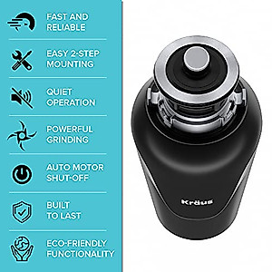 KRAUS Bellucci Workstation 33 in. Drop-In Granite Composite Single Bowl Kitchen Sink in White with Accessories with WasteGuard™ Continuous Feed Garbage Disposal, KGTW1-33WH-100-75MB