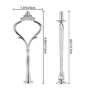 6 Set Large Tiered Tray Hardware for Cake Stand Mold Crown Upgrade 3 Tier Cake Stand Fittings Hardware Holder for Party and Wedding Making Resin Cupcake Dessert Platter Serving Stand (Silver)