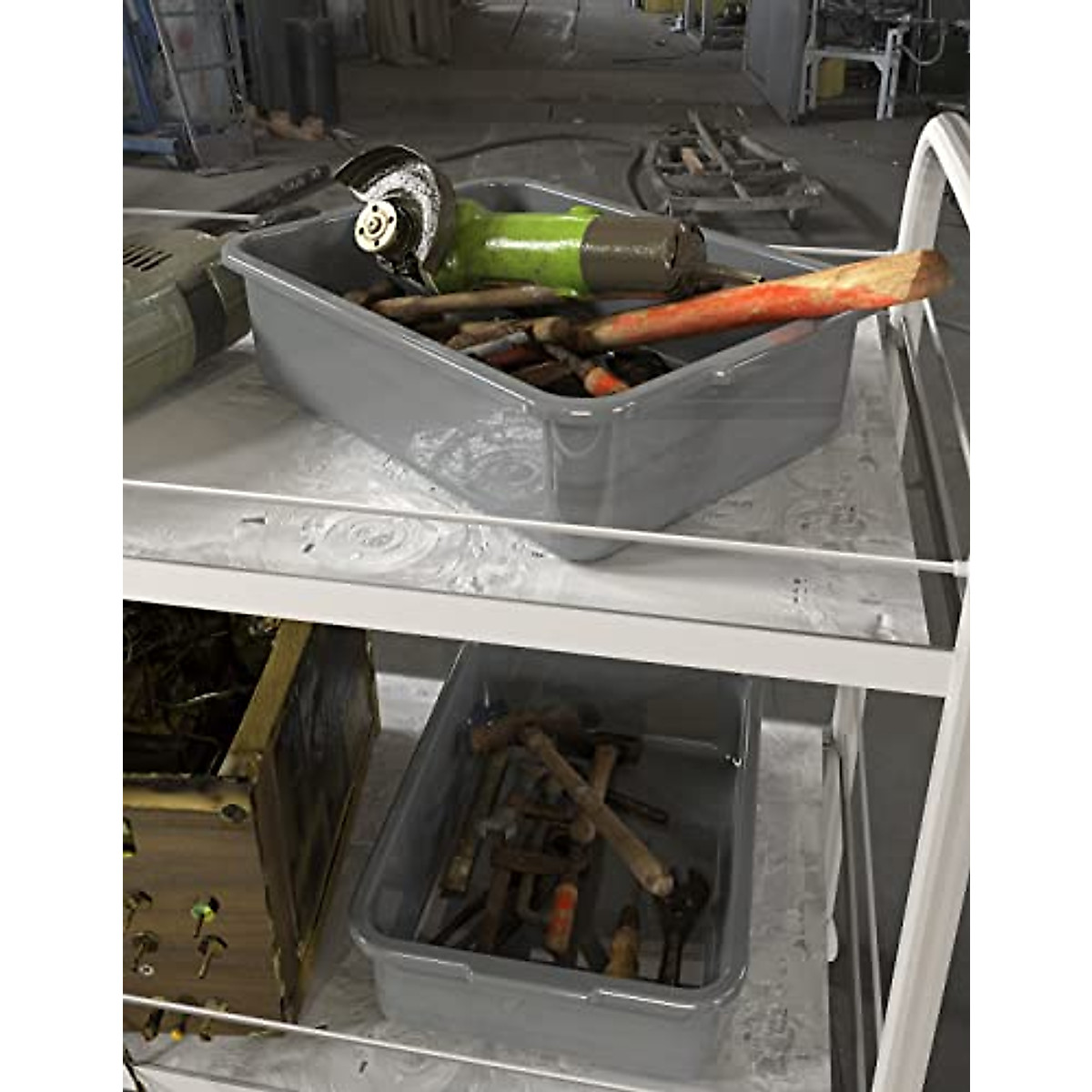 5-Pack Commercial Bus Tubs Box/Tote Box, Plastic Storage with Handles, Wash Basin Tub 8 Liter (Gray)