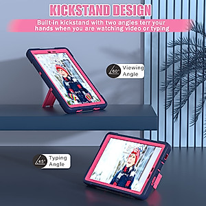 Bingcok for TCL TAB 8 LE Case, TCL TAB 8 LE Case for Kids, Heavy Duty Rugged Full-Body Hybrid Shockproof Drop Protection Cover for TCL Tab 8 LE (9137W) 2023/TCL Tab 8 WiFi (9132X) (5-Navy+Rose)