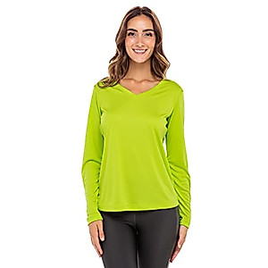 Animal Den Women's Long Sleeve Moisture Wicking Athletic Shirts UP F50+ UV Rash Guard Sun Protection Lime-L