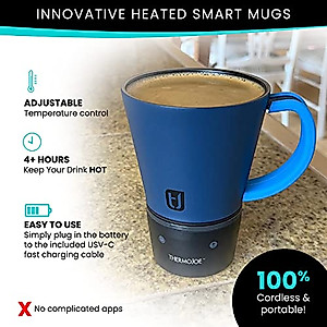 ThermoJoe 14 Oz. Rechargeable Heated Smart Thermo Mug for Coffee and Tea with Temperature Control