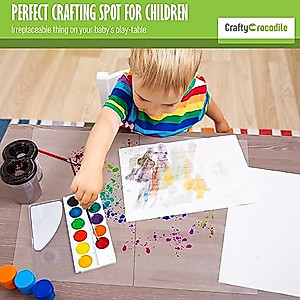 CraftyCrocodile Clear Plastic Placemats Set of 6 - Table Protector for Dining Room, Kitchen Counter, Office Desk, Painting Table, Shelves - Multi-Use, Flexible, Durable, Wipeable Plastic Sheets 18x12