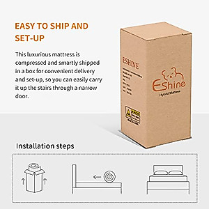 ESHINE 14 Inch Memory Foam Hybrid Mattress - 319 Independent Pocket Innersprings - Mattress in a Box - Edge Support - Medium Firm Mattress, Twin XL